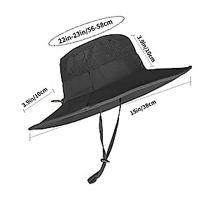 Sun Hats for Men Women Fishing Hat UPF 50+ Breathable Wide Brim Summer UV Protection Hat Black