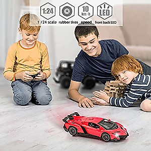 QUN FENG Remote Control RC CAR Racing Cars Compatible with Lamborghini Veneno Officially Licensed 1:24 Toy RC Cars Model Vehicle for Boys 6,7,8 Years Old,red