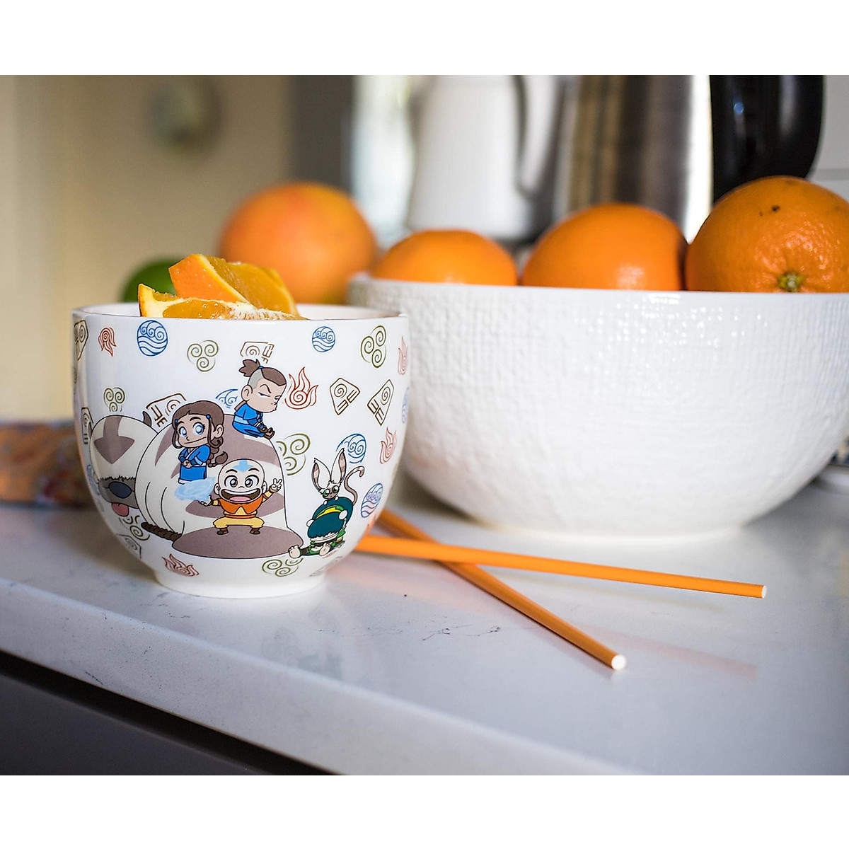 Surreal Entertainment Avatar: The Last Airbender Japanese Dinner Set | 18-Ounce Ramen Bowl, Chopsticks