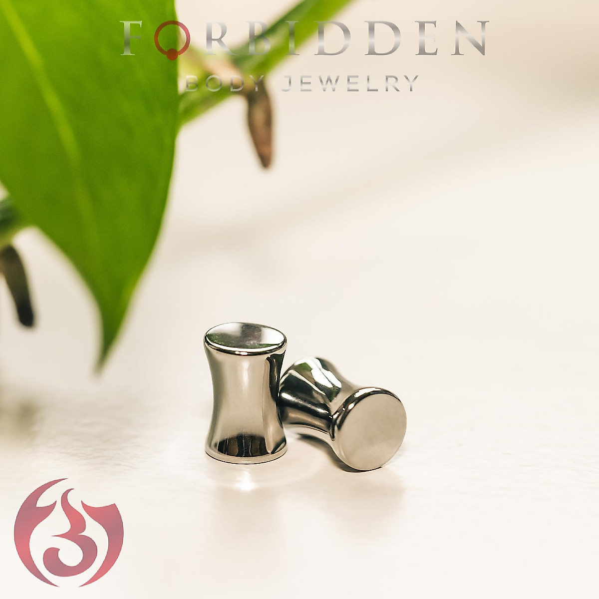 Forbidden Body Jewelry Set of 0G Surgical Steel Ear Gauges, 0 Gauge 8mm Solid Double Flared Saddle Plug Earrings