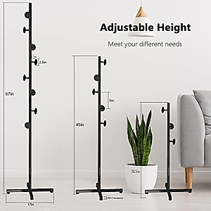 CLSYO Coat Rack Stand With 8 Hooks Metal Coat Hanger Freestanding Entryway,Hallway, Bedroom, Office for Hanging Clothes, Jacket, Hats, Bags(Black)