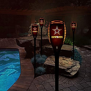 Sporticulture Dallas Cowboys 36 Inch Tall LED Torch Light-Emulates Flickering Flames-Auto On & Off Outdoor Waterproof Landscape Lighting Decoration-Security Light for Any Patio, Yard & Walkway