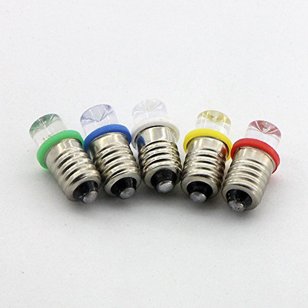 GutReise 10pcs E10 Screw Flood Led Lamps +10pcs E10 Base,12V Cold White Led Bulb Light (12V, Cold White)