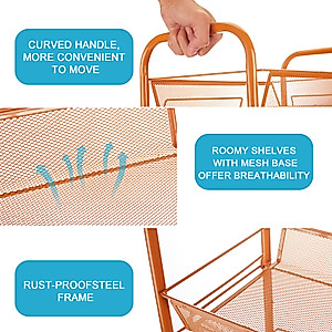 4-Tier Metal Rolling Utility Cart, Mobile Utility Cart with Lockable Caster Wheels, Multi-Functional Storage Trolley, Easy to Assemble, for Bathroom, Kitchen, Office, Workshop(Yellow)