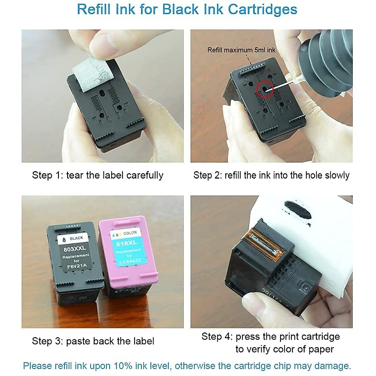 INKPRO 4x100ml Universal Refill Ink for Canon HP Brother Lexmark Dell Printers (4 Colors Set), Cyan