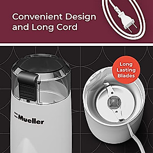 Mueller Austria HyperGrind Precision Electric Spice/Coffee Grinder Mill with Large Grinding Capacity and HD Motor also for Spices, Herbs, Nuts, Grains, White