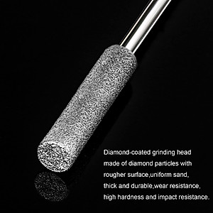 Stone Carving Set Diamond Burr Bits Compatible with Dremel, 11PCS Polishing Kits Rotary Tools Small Long Cone Accessories with 1/8’ Shank For Carving, Engraving, Grinding, Stone, Rocks, Jewelry, Glass