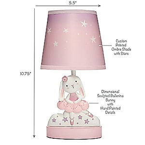 Bedtime Originals Tiny Dancer Bunny & Stars Pink Nursery Lamp with Shade & Bulb