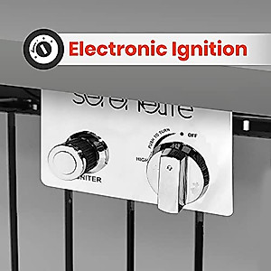 Outdoor Propane Fire Pit Table - CSA/ETL Certified 50,000 BTU Pulse Ignition Weatherproof Rectangle Propane Gas Fire Table w/Adjustable Flame - Glass Rocks Wind Guard, Black - SereneLife SLFPSX55