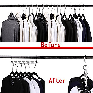 CBTONE 6 Pack Closet Space Saving Hangers, Multi-Purpose Metal Magic Hangers Cascading Hanger Updated Hook Design Metal Hangers for Organizing Wardrobe Clothing Hanger