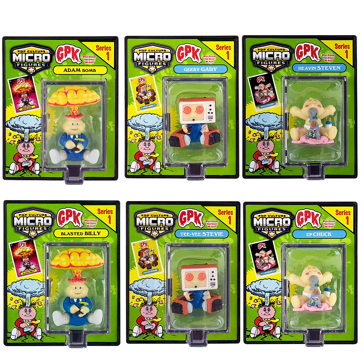 Worlds Smallest World's Smallest GPK Garbage Pail Kids Bundle Set of 6 Mini Figures