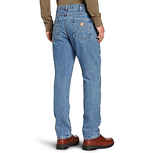 Carhartt Men's Five Pocket Tapered Leg Jean, Stonewash, 34W x 30L