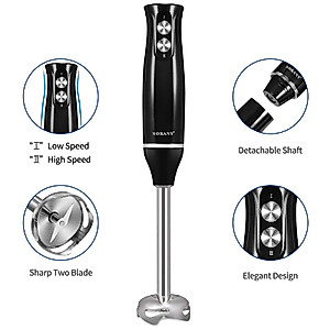 SOKANY 4-in-1 500W Immersion Handheld Blender - Turbo Mode, Stainless Blades