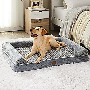 BFPETHOME Dog Beds for Large Dogs, Orthopedic Dog Bed for Medium Large Dogs, Egg- Foam Dog Crate Bed (XL(42 * 30 * 7 inch), Grey)