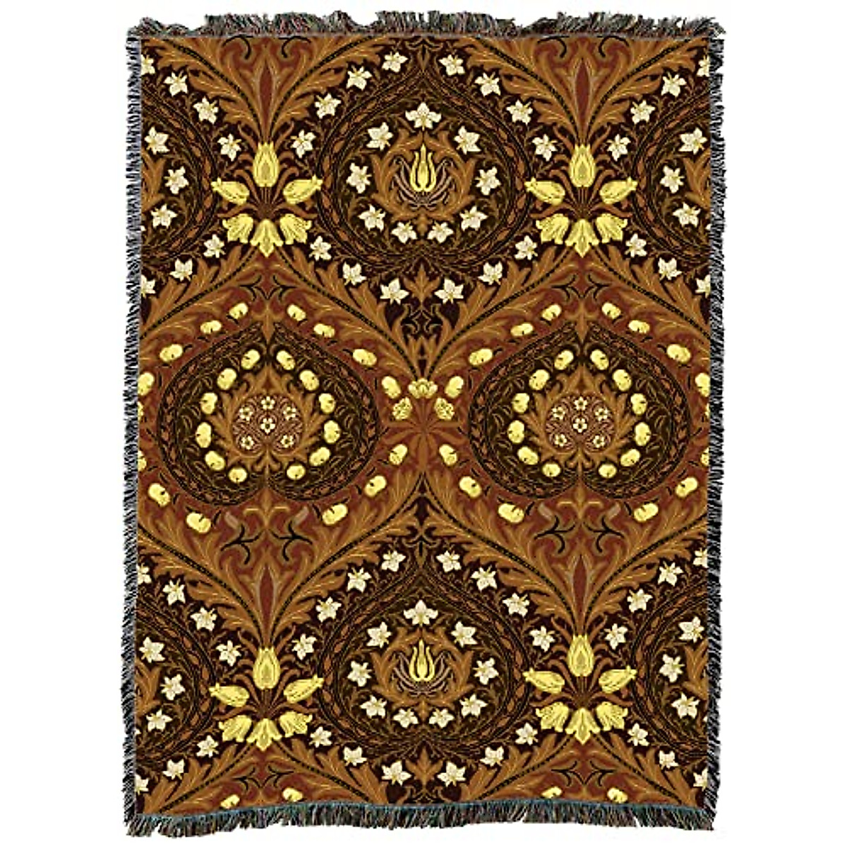 Pure Country Weavers William Morris Eden Saddle Gold Blanket - Arts & Crafts - Gift Tapestry Throw Woven from Cotton - Made in The USA (72x54)