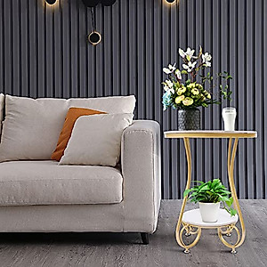 End Table, Modern Round Coffee Table 2-Tier Storage Space Round End Table Side Table Nightstand for Storing and displaying Objects and Decorations for Living Room Bedroom Office Small Space