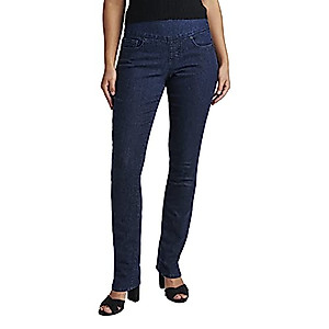 JAG Jeans Women's Petite Peri Mid Rise Straight Leg Pull-on Jeans, Ink Au419, 8 Petite