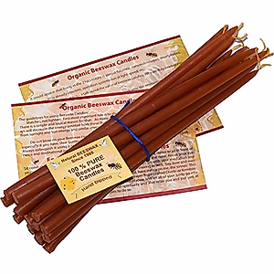 Holy Land Market Pure Beeswax Organic Hand Made Candles - Orthodox Church Candles from Jerusalem - 10 Inches Tall, 3/8 Inch Diameter (Dozen Candles)