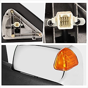 [Pair] Chrome Power Heated Side View Towing Mirrors w/Amber LED Signal Compatible with 02-09 Dodge Ram 1500-3500
