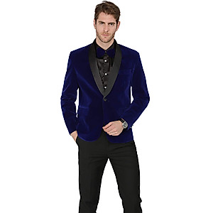MAGE MALE Men's Velvet 2 Piece Suit Shawl Lapel One Button Slim Fit Tuxedo Blazer Party Dinner Jacket & Pants