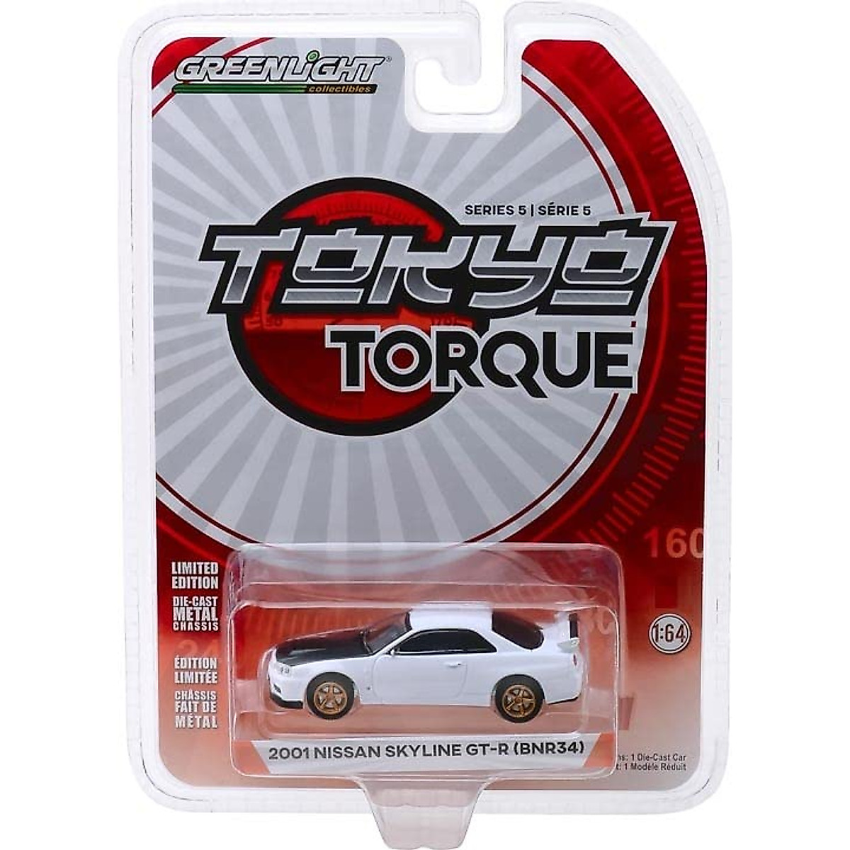 Collectibles Greenlight 47030-E Tokyo Torque Series 5 - 2001 Skyline 2000 GT-R -(BNR34) 1/64 Scale