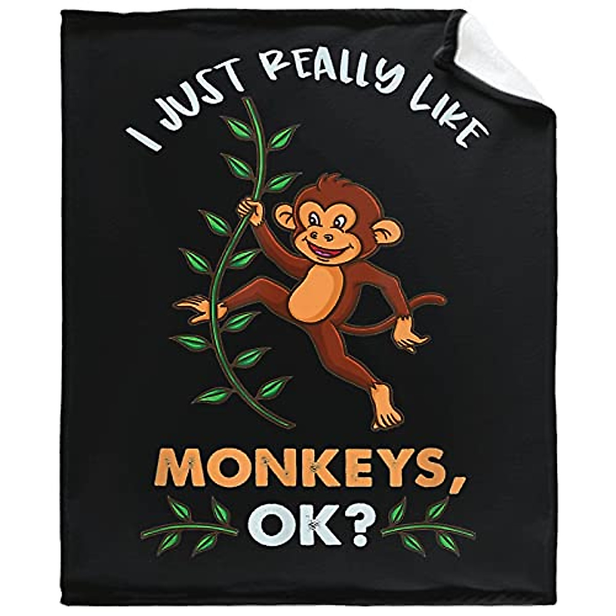 I Just Really Like Monkeys Ok Throw Fuzzy Super Soft Microfiber Flannel Blankets for Couch, Bed, Sofa Ultra Luxurious Warm and Cozy for All Seasons 60"x50"