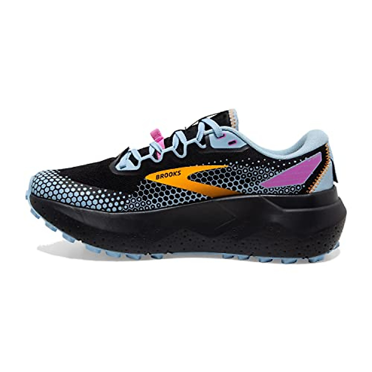 Brooks Women’s Caldera 6 Trail Running Shoe - Black/Blue/Yellow - 8 Medium