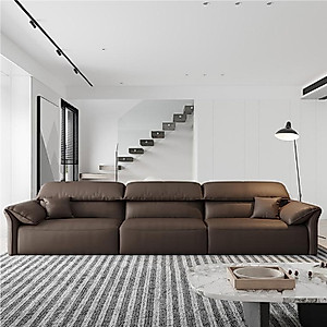 GFCDSDE 2 in 1 Convertible Electric Sofa Living Room, Adjustable Retractable Leather Sofa Multi-Functional Wall Straight Row Sofa with Cushioned Pillow & Goose Backrest Sectionals Sofa,Double 2.3m