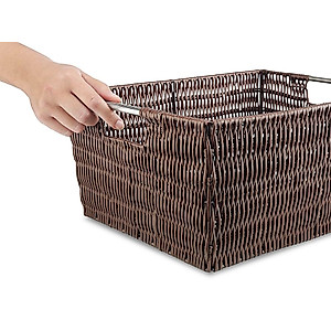 Whitmor Rattique Java Set of 3 Pieces Storage Baskets -Small (8.5"x11.4"x5.5"), Medium (9.8"x13"x6") and Large (11.4"x14.6"x6.5")