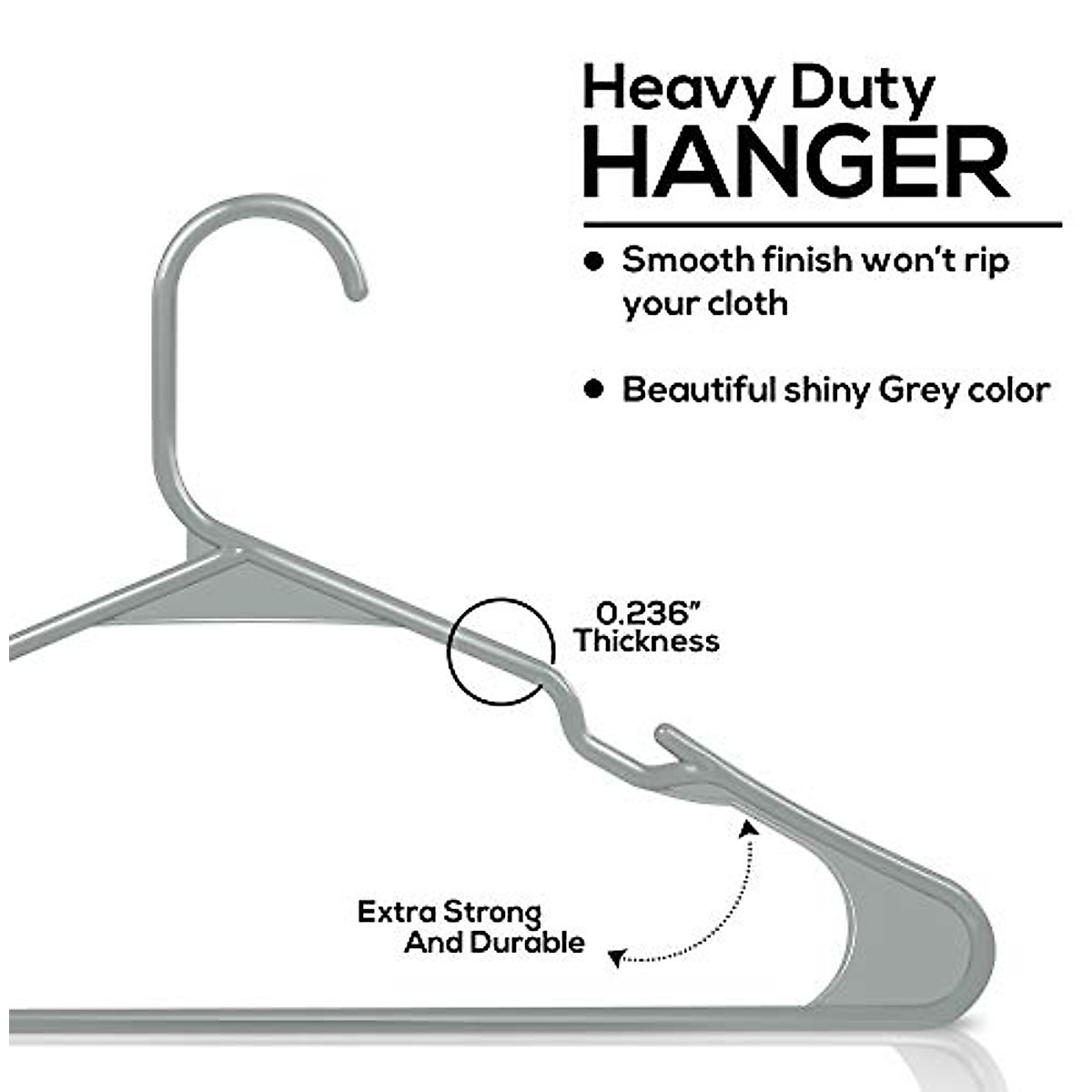 Utopia Home Plastic Hangers - Durable & Space Saving Coat Hanger - Shoulder Grooves & Hooks – Sleek and Slim Hangers for Coats, Pants, Dress (Pack of 100, Gray & White)