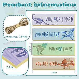 ROYOR Dinosaur Room Wall Decor Art Dinosaur Wall Art Decor 4 Pieces, Dinosaur Decorations for Boys Room Playroom Sign