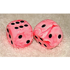 Pink Swirled Dice Pair