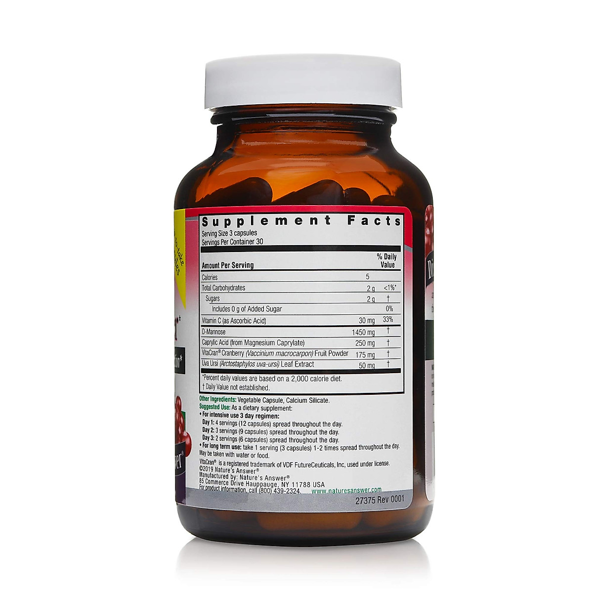 Nature's Answer UT Answer with D-Mannose 1955mg 90-Count | Urinary Tract & Bladder Support | Natural Detox | Gluten-Free, Vegan, Kosher | Single Count