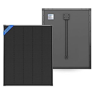 Alrska 200 Watt Solar Panel 12 Volt High-Efficiency Shingle-Tech Monocrystalline Module PV Power for Camper, Vehicle Caravan and Other Off-Grid Applications, 200W, Black (1 Pack)