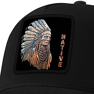 Asvance Native American Embroidered Trucker Hat, Indians Wild Wolf, Adjustable Fit Unisex Cap, Breathable Mesh Back