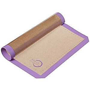 Mercer Culinary Silicone Bake Mat, Half Size, 11 7/8-Inch by 16 1/2-Inch, Purple border