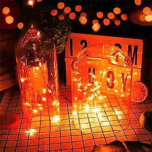yongzhenlite Set of 2 Battery Operated Mini Led Fairy Light Indoor String Light with Timer 6 Hours on/18 Hours Off for Christmas Party Decoration,30 LED,10 Feet Silver Wire (Orange Color)