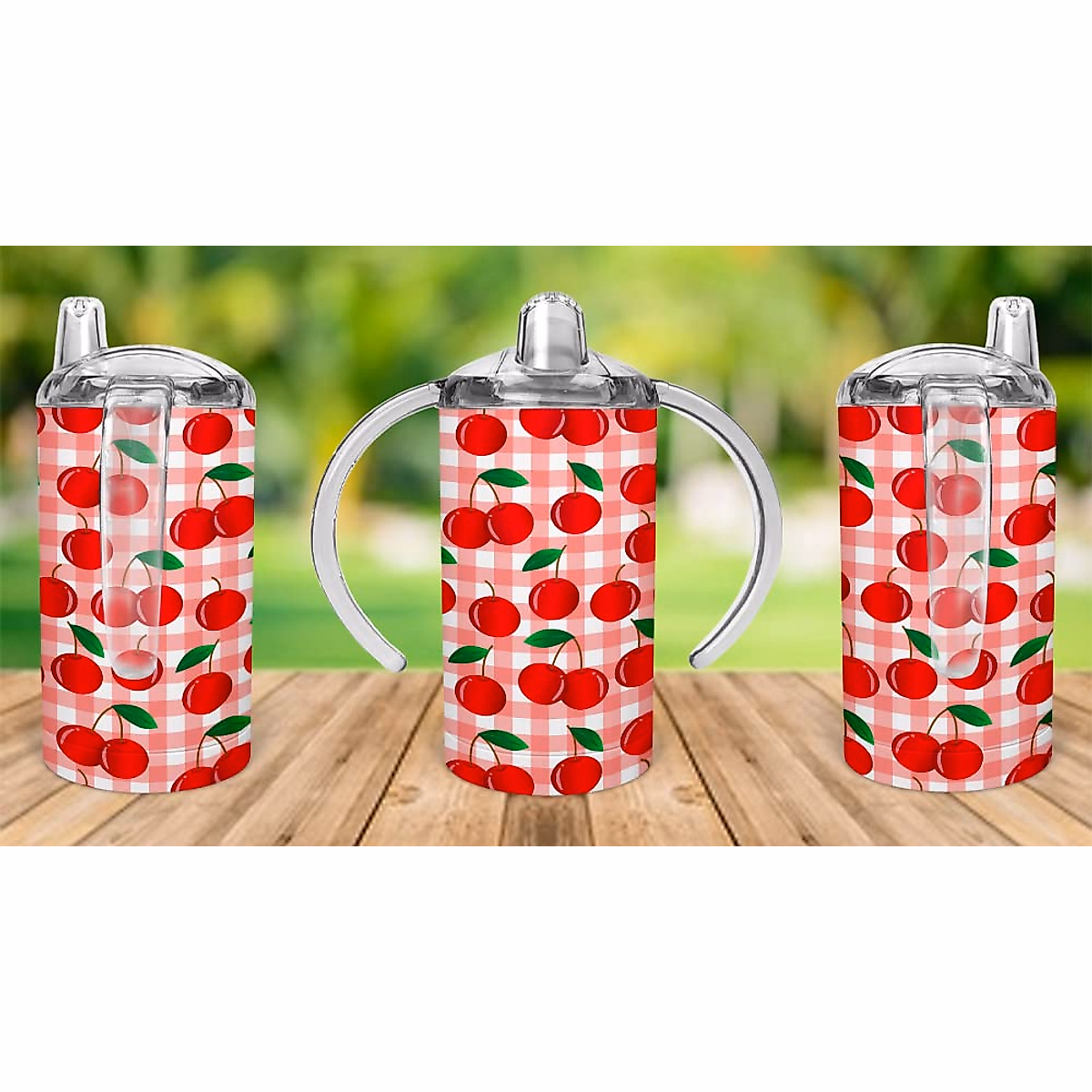 Cherries #1 12oz Sippy Tumbler, Sippy Lid with Handles, Boys or Girls, Personalize, Add Name, Cute, Fruit, Gift, Keeps Drinks Cold Or Hot