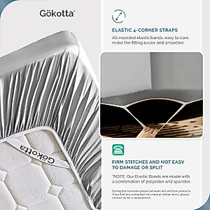 GOKOTTA Fitted Sheet Only - 16 Inch Pocket Bamboo Rayon Fitted Sheet, Super Soft and Cooling Bottom Sheet with 4 Elastic Corner Straps(Grey, California King)