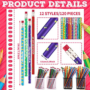 Scented Inspirational Motivational Pencils Student Colorful Fruit Pencils Cute Pencils with Eraser Wood Graphite Pencil for Girls Kids Boys School Students Gifts Supplies (120 Pcs)