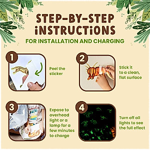 Glow in The Dark Dinosaur Wall Stickers - 10 Large Bright Wall Decals for Bedroom Walls and Ceilings - for Boys Room and Girls Room - Set 1