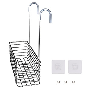 Risbay 1Set Silver Shower Shelf Stainless Steel Shower Caddy Hanging No Drilling Shower Racks Bath Shower Shelves Rack