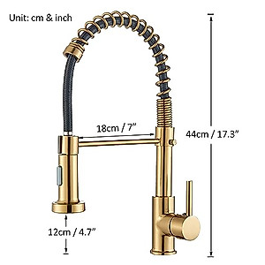 Brushed Gold Kitchen Faucet Pull Down 2-Way Spray Single Handle Hot Cold Water Mixer Tap 360 Rotation Mixer Tap