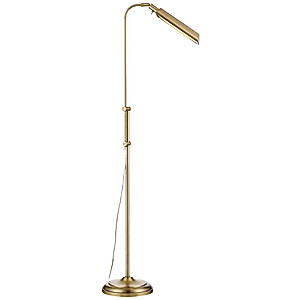 360 Lighting Culver Traditional Pharmacy Floor Lamp Standing LED Adjustable Height Plated 57" Tall Aged Brass Metal Shade Pole Light for Living Room Reading House Bedroom Home Decor
