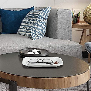 Emibele Ceramic Jewelry Tray, Bathroom Kitchen Vanity Decorative Trinket Tray Ring Dish for Earrings Rings Watch Keys, Ceramic Dessert Plate, White