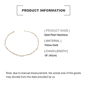 18K Gold Chain Pearl Necklace for Women,Real Gold Freshwater Cultured Pearl Choker Necklace,Jewelry Gifts for Her, Wife, Mom, Girlfriend (Yellow Gold, 18K Gold)