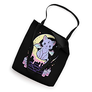 Kawaii Pastel Goth Cute Creepy Black Cat Tote Bag