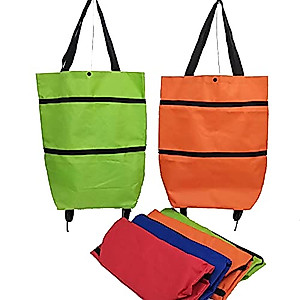 FVIWSJ 2 Wheel Folding Shopping Cart Trolley,Women Ladies Canvas Weekender Bag,Adjustable Handle,Carry-on Tote Duffel in Trolley Handle(Black)