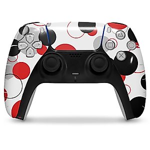 WraptorSkinz Skin Wrap compatible with Sony PS5 DualSense Controller Lots of Dots Red on White (CONTROLLER NOT INCLUDED)