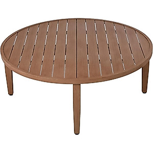 Meridian Furniture 363-C Maui Collection Modern | Contemporary Outdoor Patio Coffee Table with Aluminum Frame in a Teak Wood Look, 36" W x 36" D x 14" H, Natural